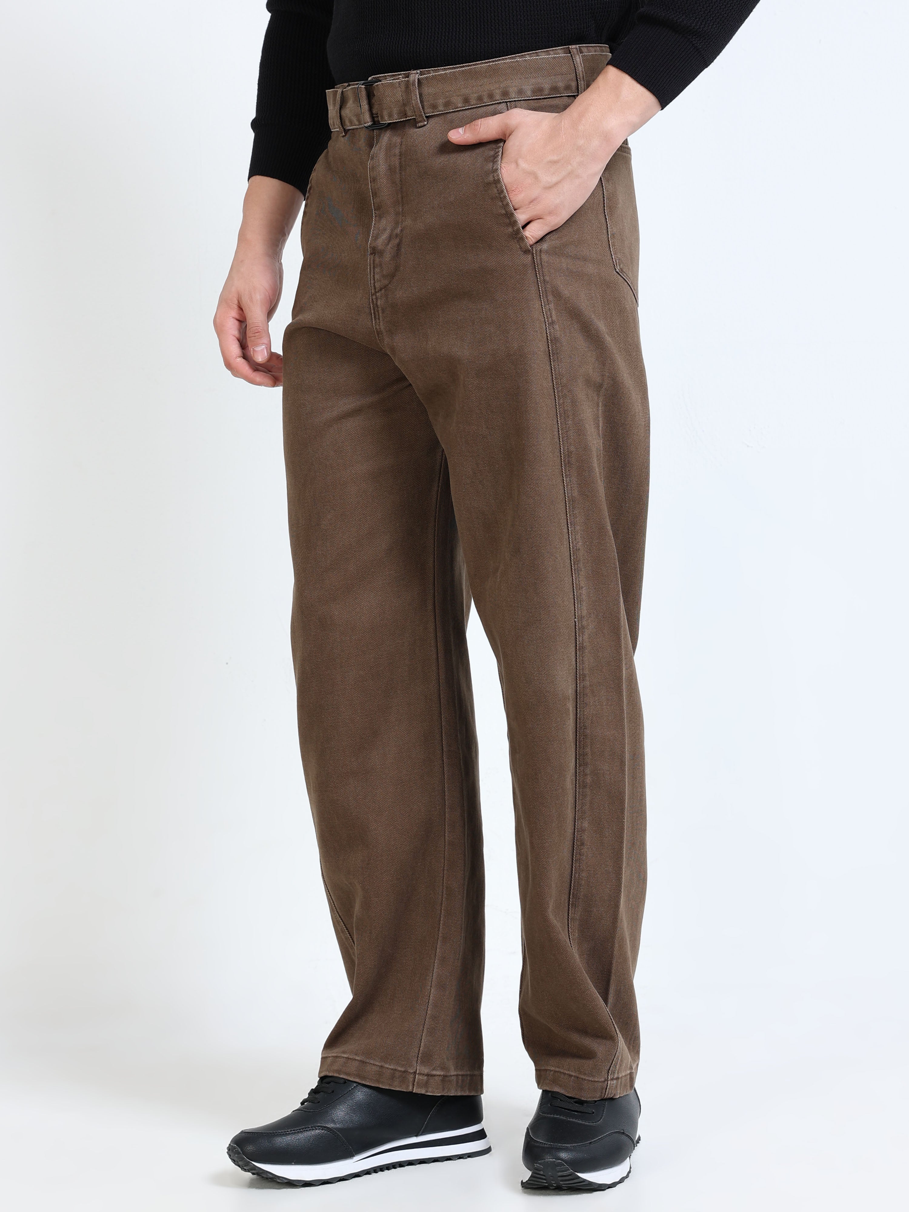 Structured Belted Straight Trousers – DAVIDO LONDON