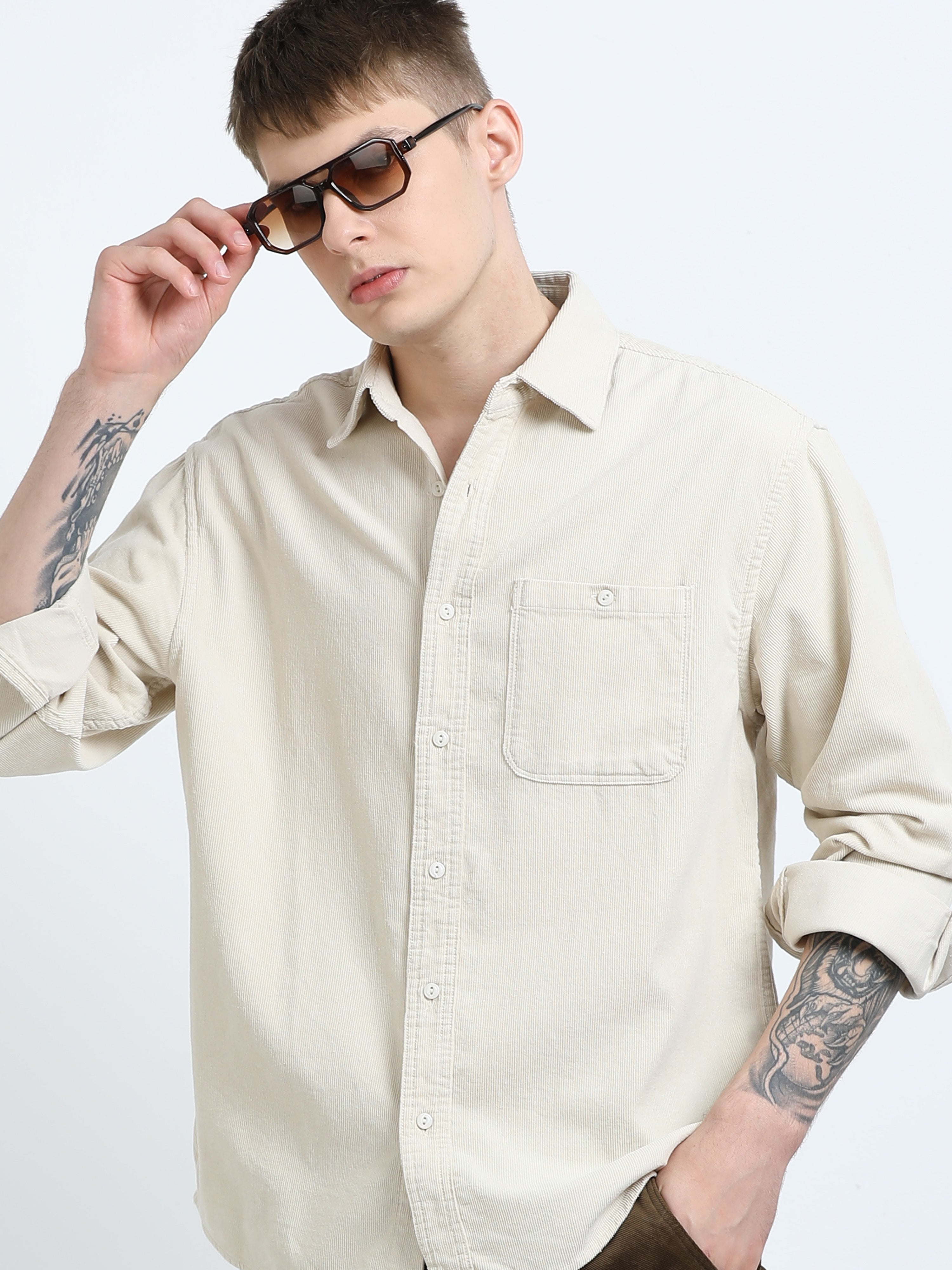 Textured Cotton Casual Shirt – DAVIDO LONDON
